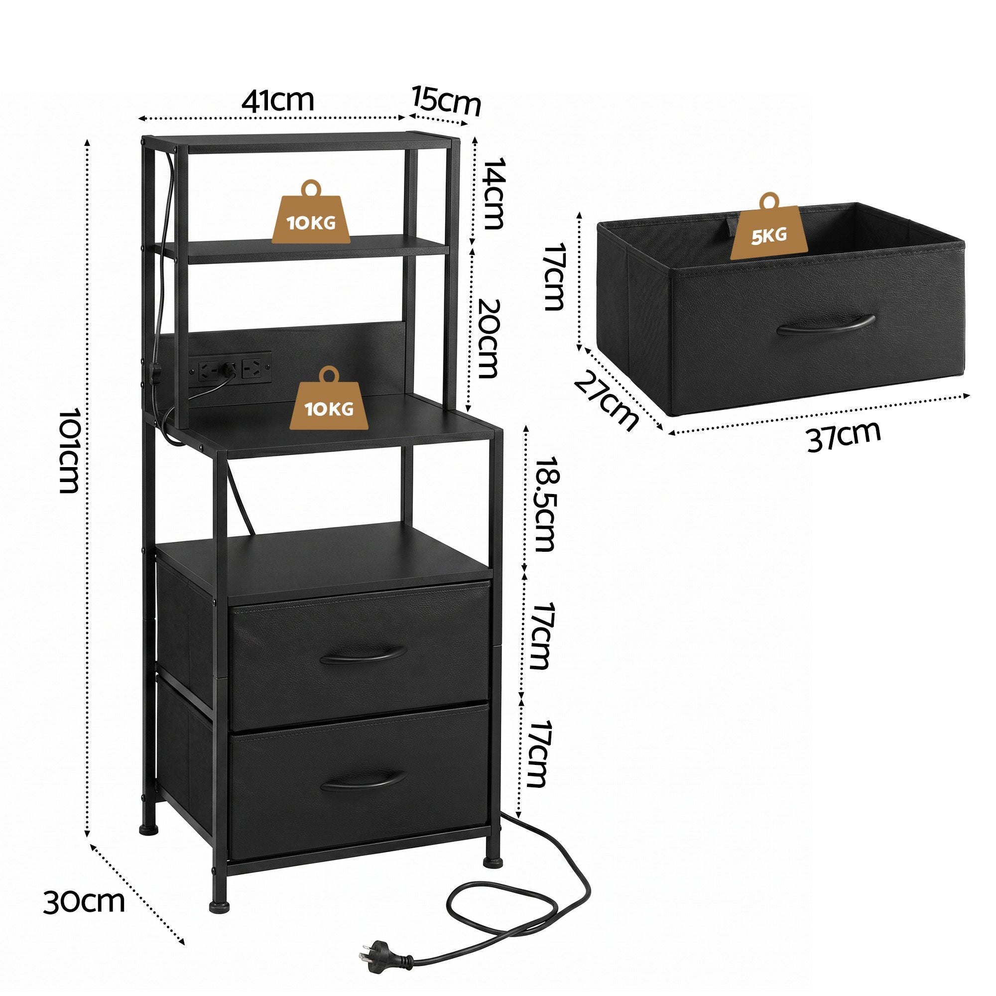 Decrease quantity for Bedside Table Tall Nightstand with Charging ...