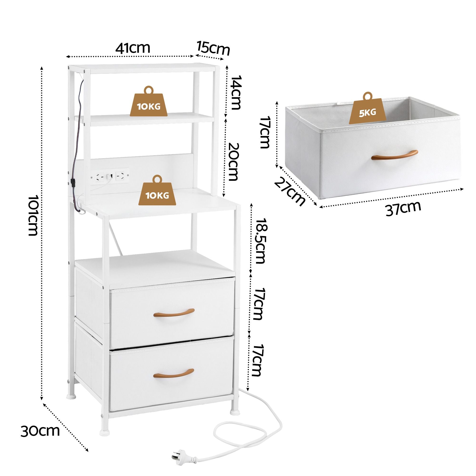 Decrease quantity for Bedside Table Tall Nightstand with Charging ...